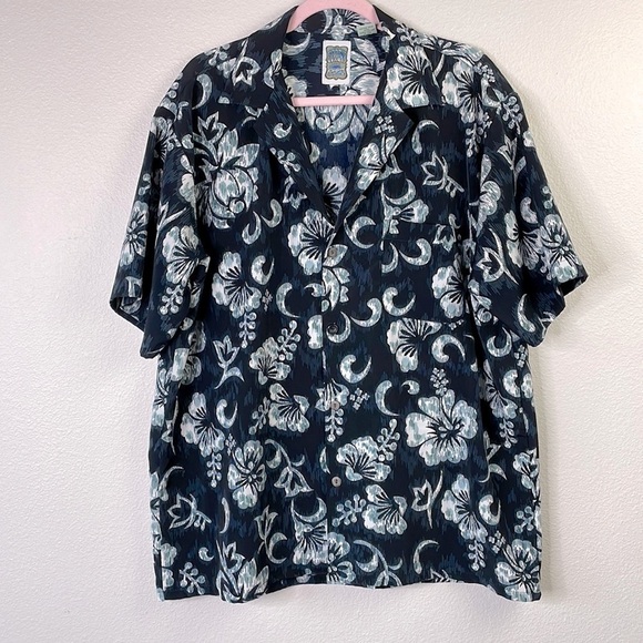 Ocean Current | Shirts | Ocean Current Black And Blue Hawaiian Button ...
